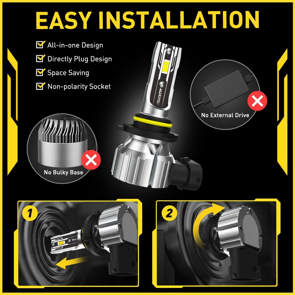 9005 HB3 LED Headlight Bulbs High Beam Ultra Bright Kit White Lamp ...