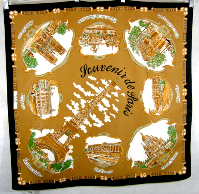 Vtg Scarf Paris France Large French Monument Landmark… - Gem