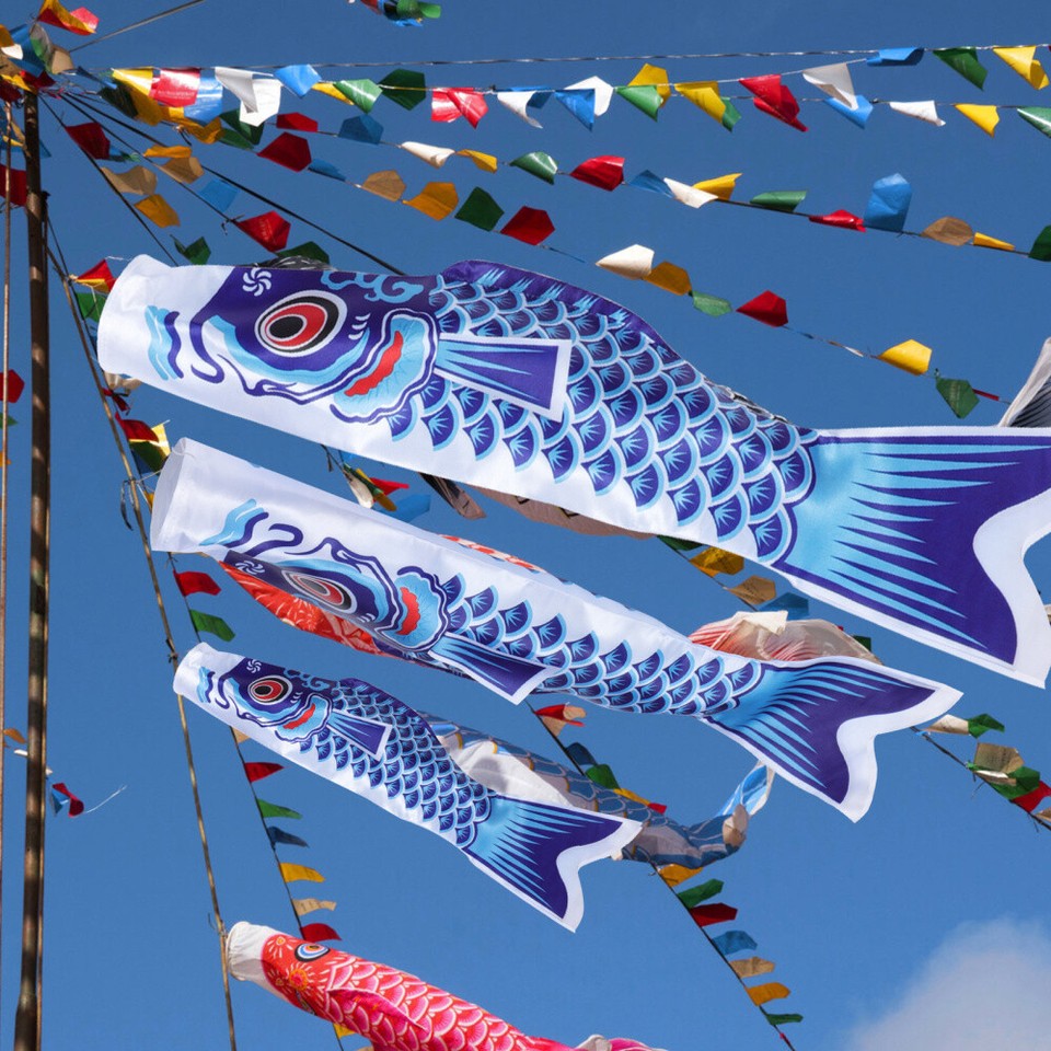 3Pcs japanese fish flag Windsocks Japan Windsock Fish Hanging Decor | eBay