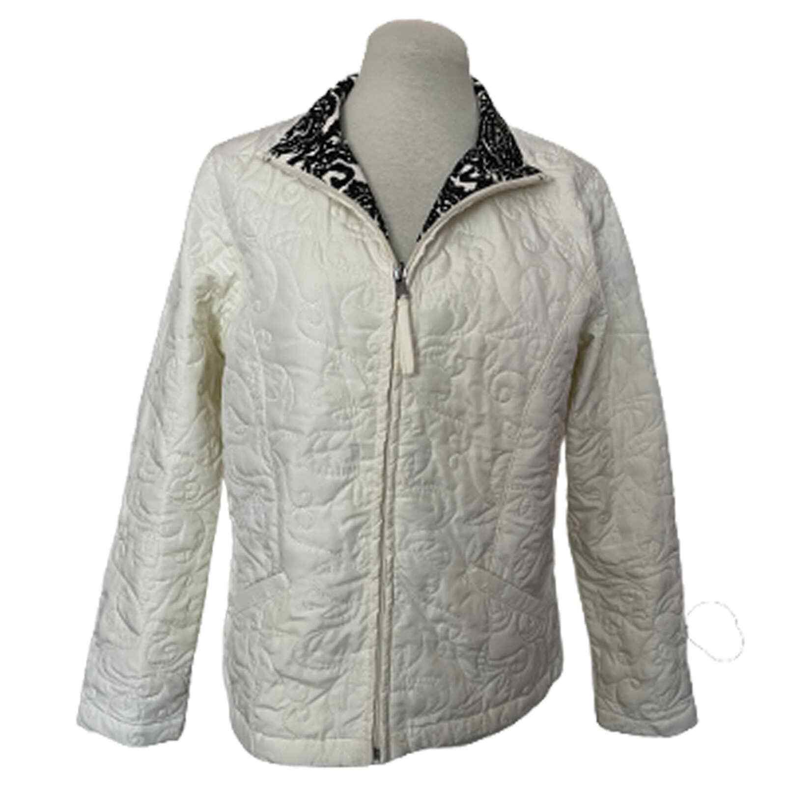 Onque Casuals Off White Zip-up Front Quilted Jacket W… - Gem