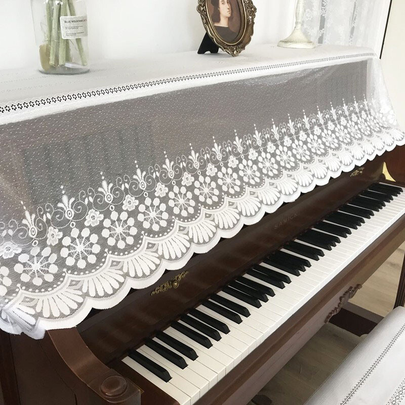 Piano Cover Cloth White Fabric Decorative Dust-proof for Upright Piano ...