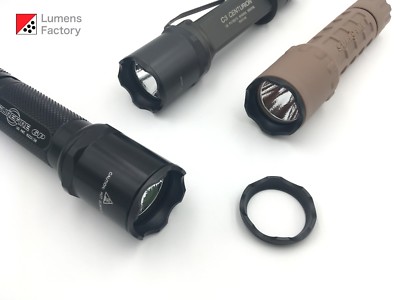 Smooth QPQ Black Steel Crenelated Bezel Ring for Surefire Z44 6P 9P C2 ...