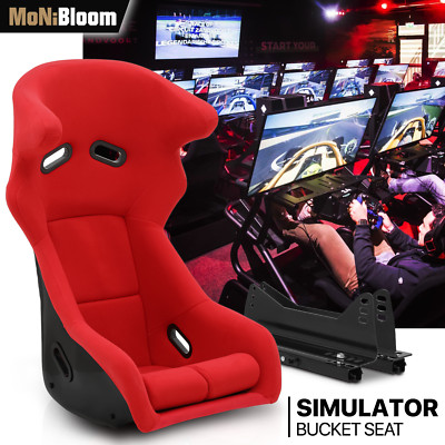 Red Racing Gaming Bucket Seat Adapt Simulator Cockpit Wheel Stand w ...