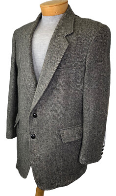 Arnie II Wool Tweed Blazer Sport Coat Jacket 44 R Herringbone Vintage ...
