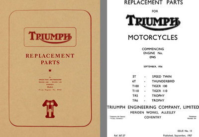 Triumph Replacement Parts Speed Twin Thunderbird, Tiger 100, Tiger 110 ...