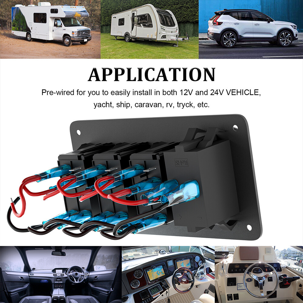 Custom 3Gang Aluminium Rocker Switch Panel 62 Styles Logos On-Off 12V w ...