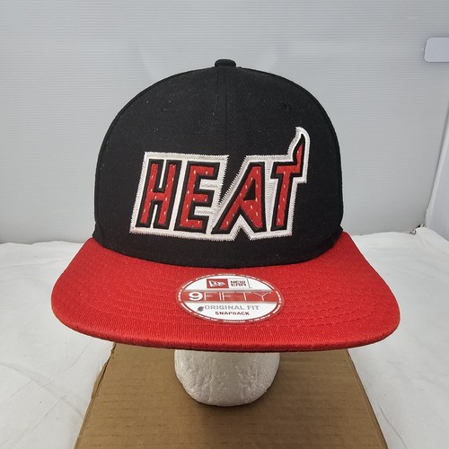 Miami Heat Hat Cap Snap Back Black Red NBA Basketball Hardwood Classic ...