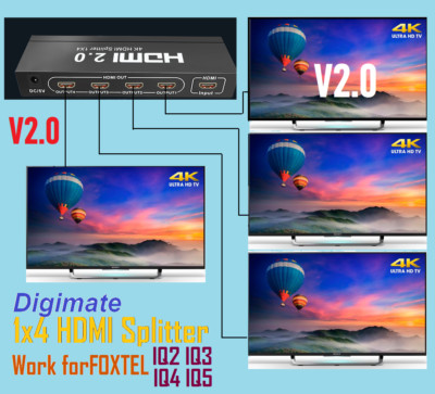 1x4 HD1080P 3D V2.0 HDMI Splitter Duplicator Amp Extender Foxtel IQ2 ...