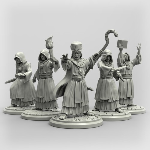Cultist and High Priest Arkham Horror Cthulhu Lovecraft 28mm Adaevy ...