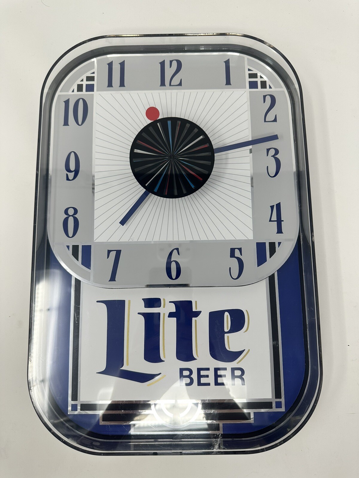 Retro Miller-Lite Beer Wall Clock Quartz 15.25” tall Battery USA 1990's ...