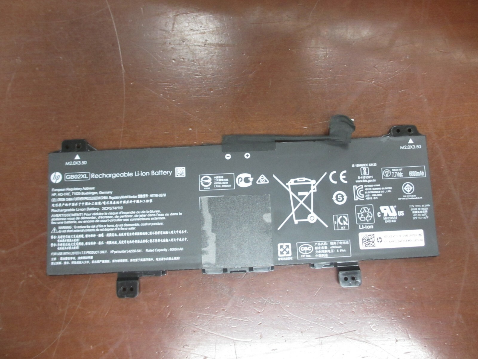 Genuine HP GB02XL Rechargeable LI-on 7.7Vdc 6000mAh Battery L42583-002 ...