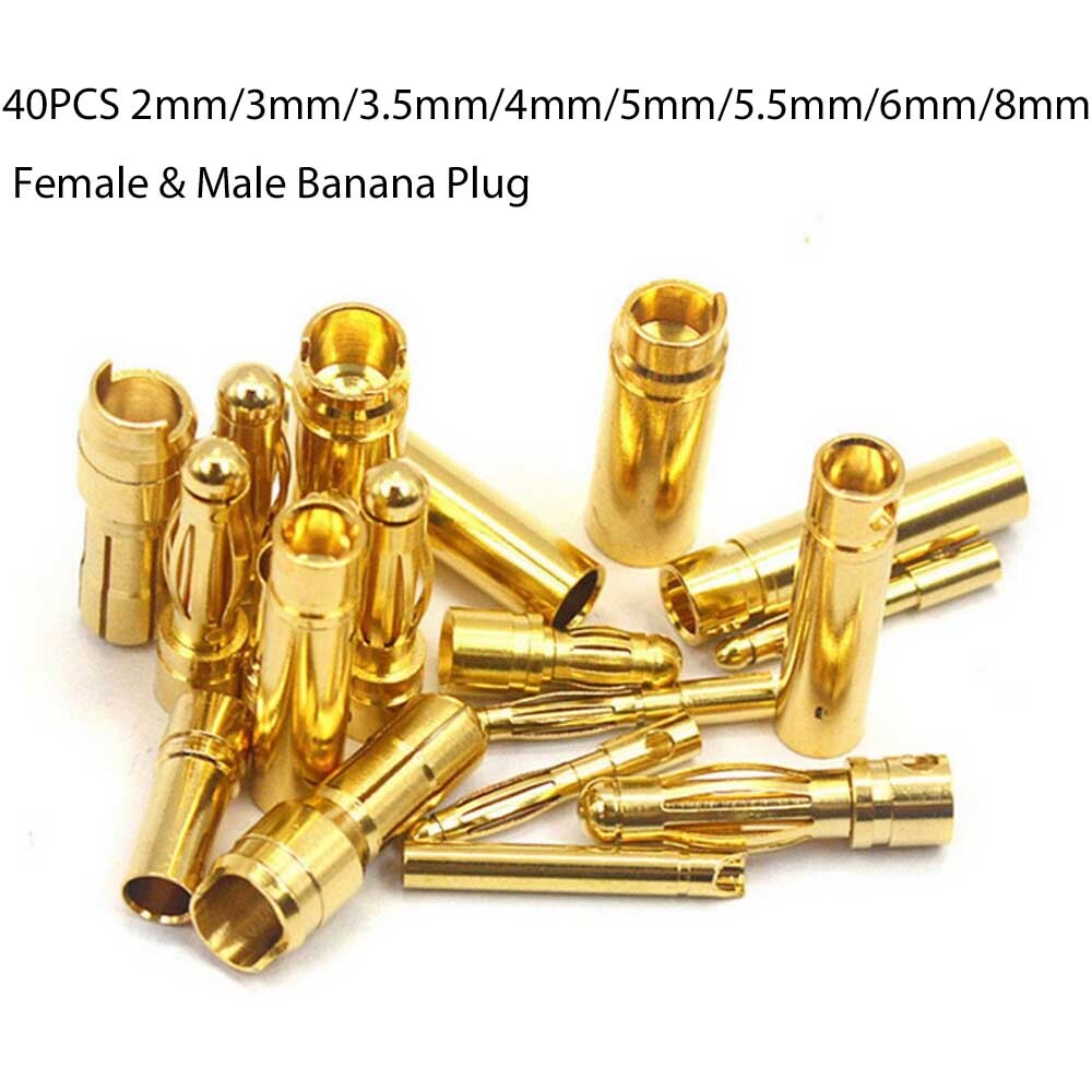 40pcs Banana Bullet Connector Plug Male Female for Battery ESC Motor ...