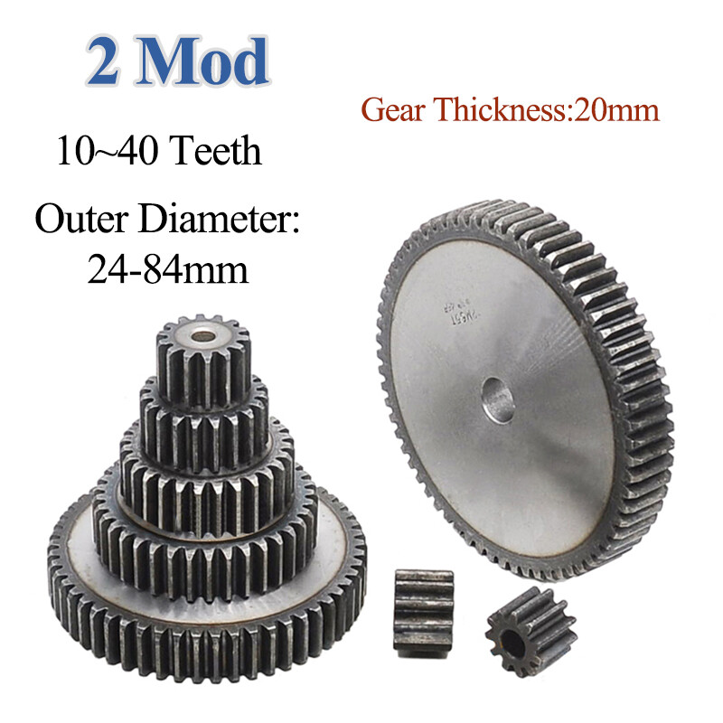 2 Module Flat Spur Gear Pinion Transmission Spur 10 -40 Teeth Thickness ...