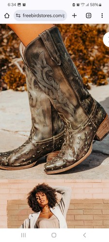 FREEBIRD Olive Green OSTRICH Woodland with bags and box. Only worn ...