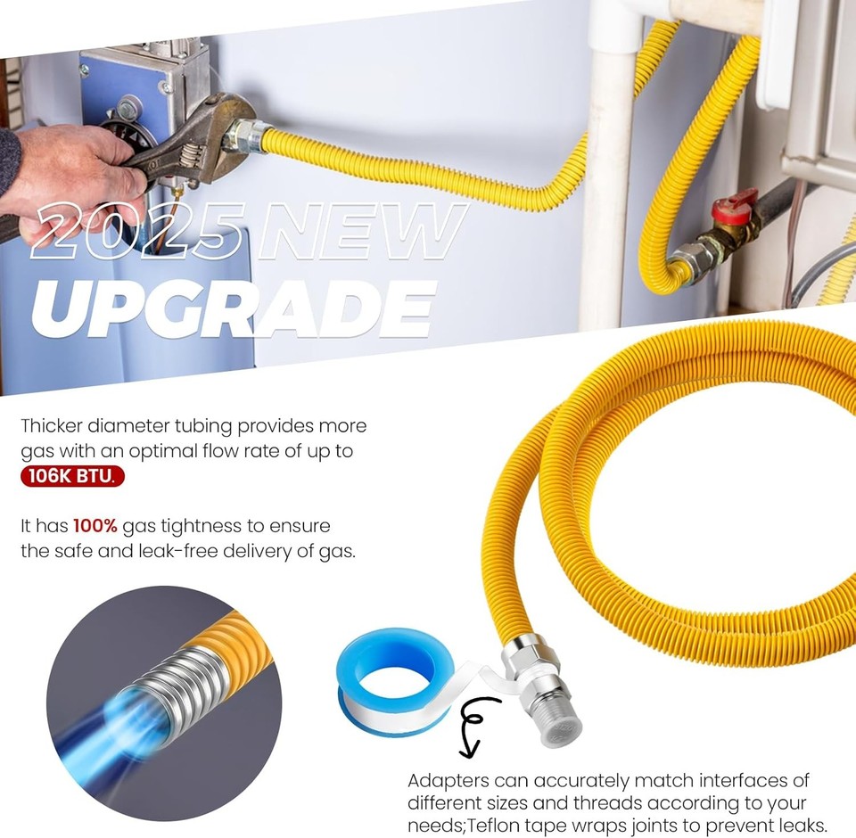 72 inch flexible gas line kit dryer stove water heater stainless steel ...