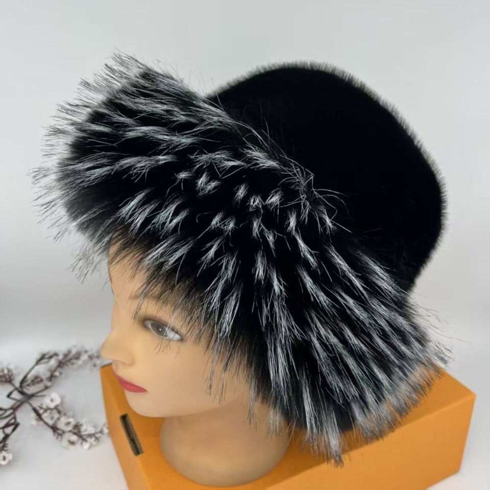 Women Faux Fur Cap Hat Beanie Bucket Mongolian Warm Winter Retro Fluffy ...