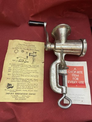 Vintage Chop Rite #5 Meat Grinder-Pottstown,PA-With Original Box | eBay