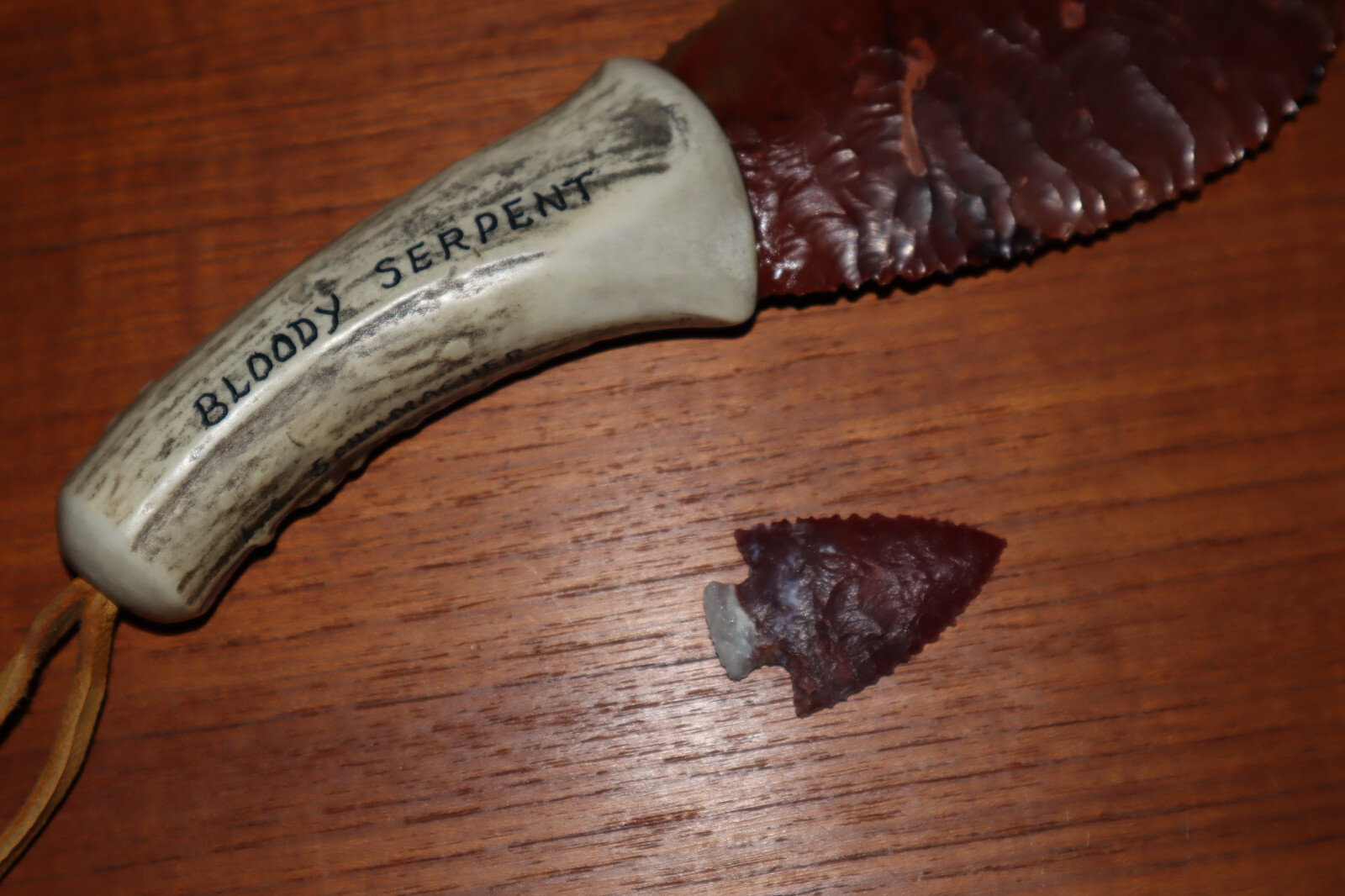 {OOAK} BLOODY SERPENT JASPER KNAPPING SKINNING KNIFE FULLY FUNCTIONAL ...
