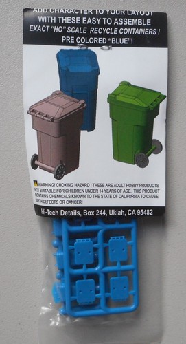 BLUE YARD WASTE TRASH CANS HO 1:87 SCALE LAYOUT DIORAMA HI-TECH 8007 | eBay