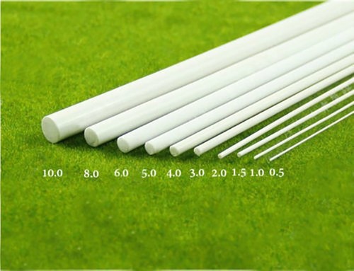 5x White ABS Plastic Rod Round Solid Bar DIY Model Material 250mmx1/2/3 ...
