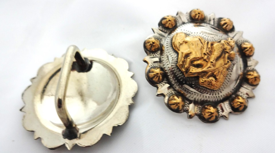 Bronc Antique Pico Berry Bridle Loop Back Concho Pair Hansen Western ...