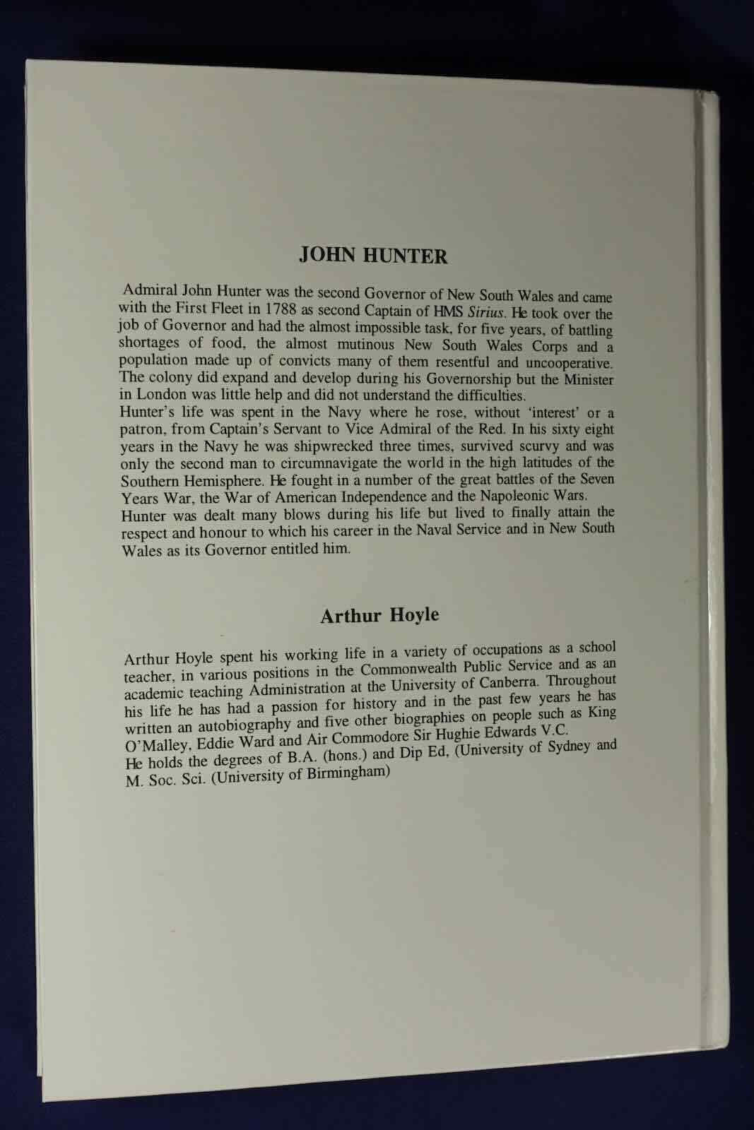 THE LIFE OF JOHN HUNTER Arthur Hoyle NAVIGATOR GOVERNOR Australian ...