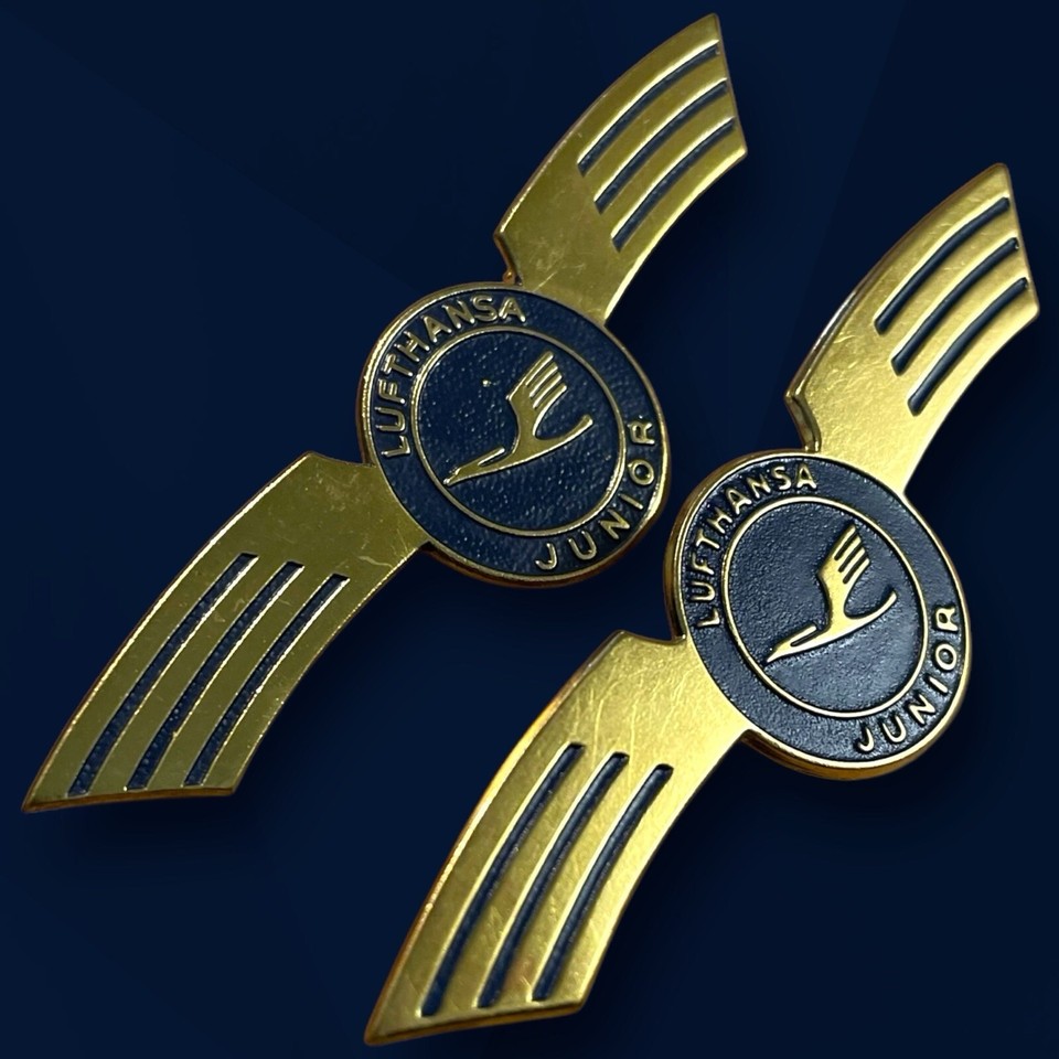 Rare Lufthansa Wings Junior Captain Vintage Gold Tone Aviation Training ...