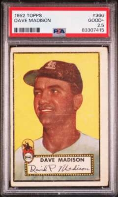 1952 Topps #366 Dave Madison PSA 2.5 RC Rookie (7415) | eBay