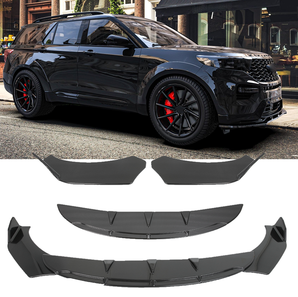 3PCS Front Bumper Chin Lip Spoiler Splitter Body Kit Black For Ford ...