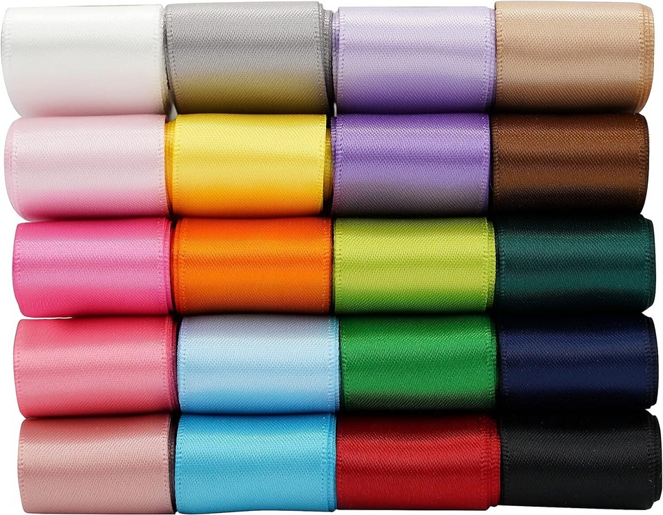 1 Inch Satin Ribbon Solid Color Ribbon Assorted Double Faced Satin Fab ...