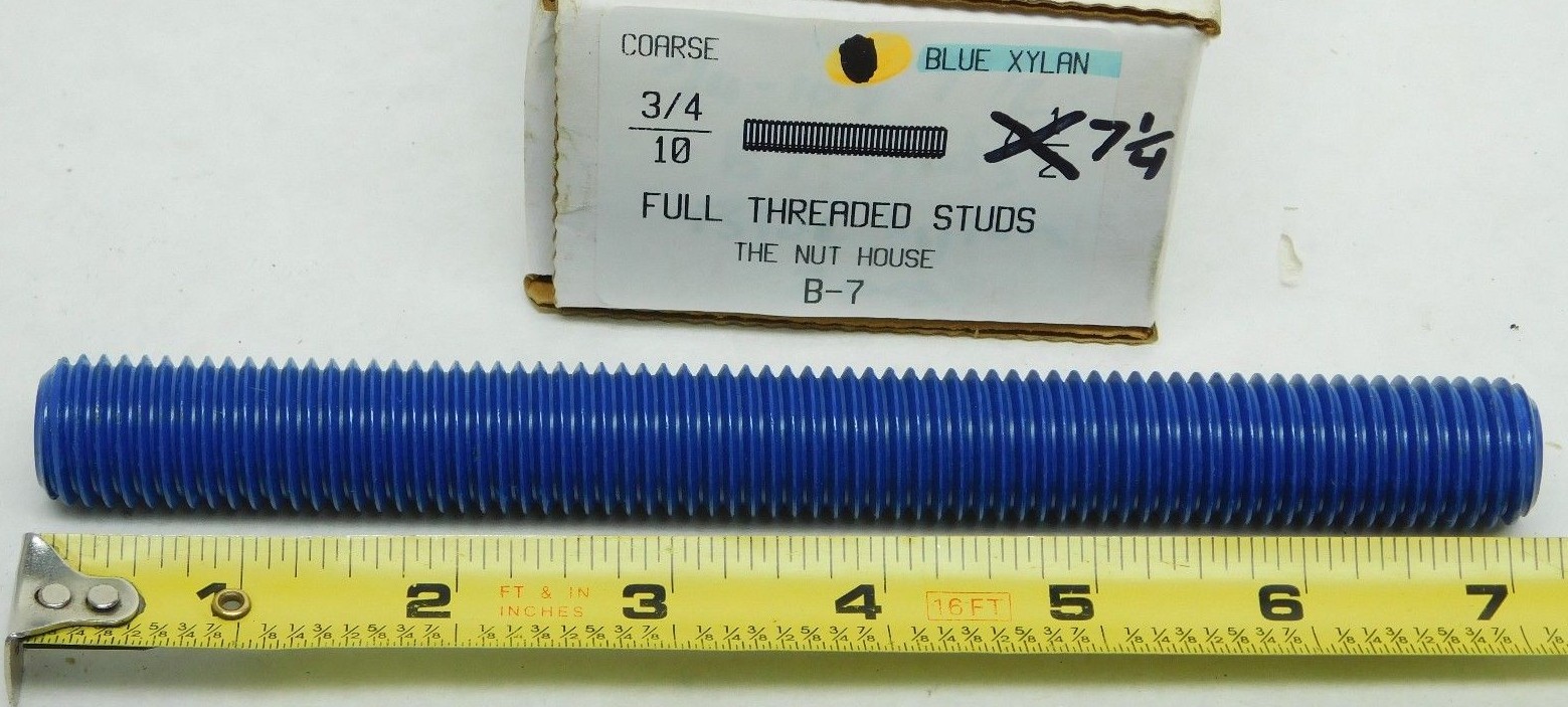 NEW Full All Thread B7 STUD 3/4-10 X 7-1/4" BLUE Xylan Coated Structure ...