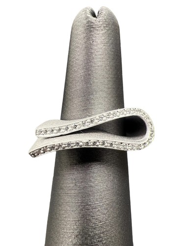 Stunning New 18K Satin White Gold Natural Round Diamond Wrap Around ...