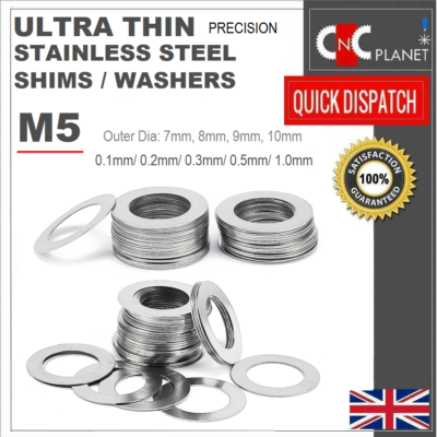 M5 Ultra Thin Washers Shims Spacer Flat Precision Gasket Stainless ...
