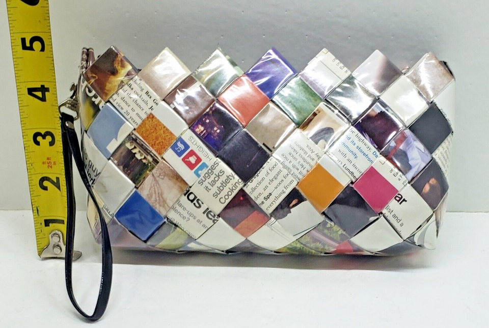 Recycled Hand-Woven Chunky Newspaper Wristlet Purse Wallet | eBay