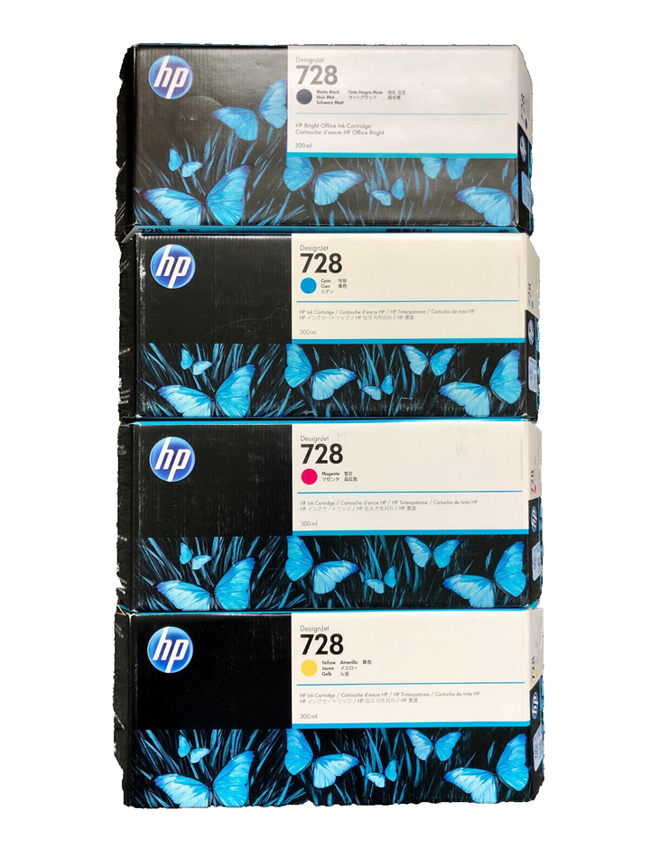 4 x Original Ink HP Designjet T730 T830 / No. 728 300ml F9J68A -F9K15A ...