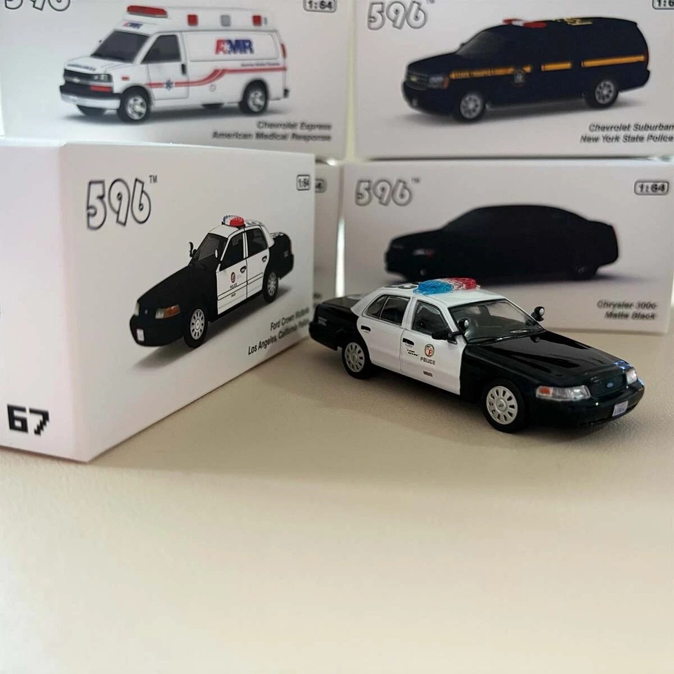 596 Model 1:64 Ford CV CROWN VICTORIA LAPD Police Model Diecast Metal ...