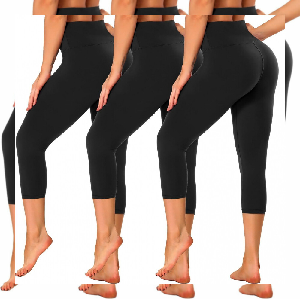 GAYHAY 3 Pack Capri Leggings for Women - XX-Large, 1#black/Black/Black ...