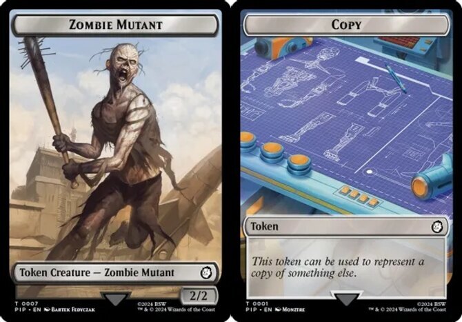 MTG Zombie Mutant // Copy Double-Sided Token NM-Mint Universes Beyond ...