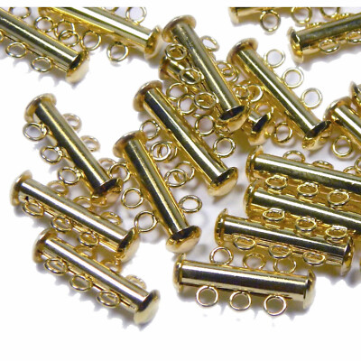 10 Pack Multi 3 Strand Slide Lock Clasps Gold Plated Brass | eBay
