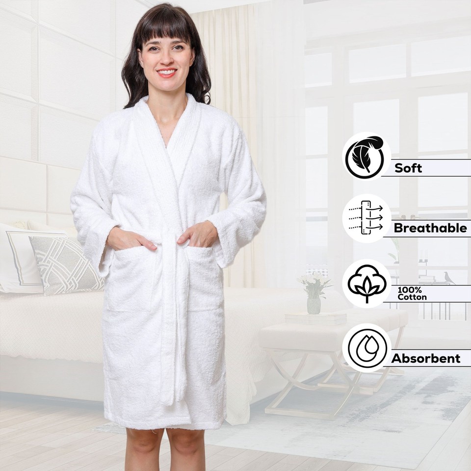 GOLD TEXTILES Women’s Short Terry Cloth Robe – 100% Cotton, Lightweight ...