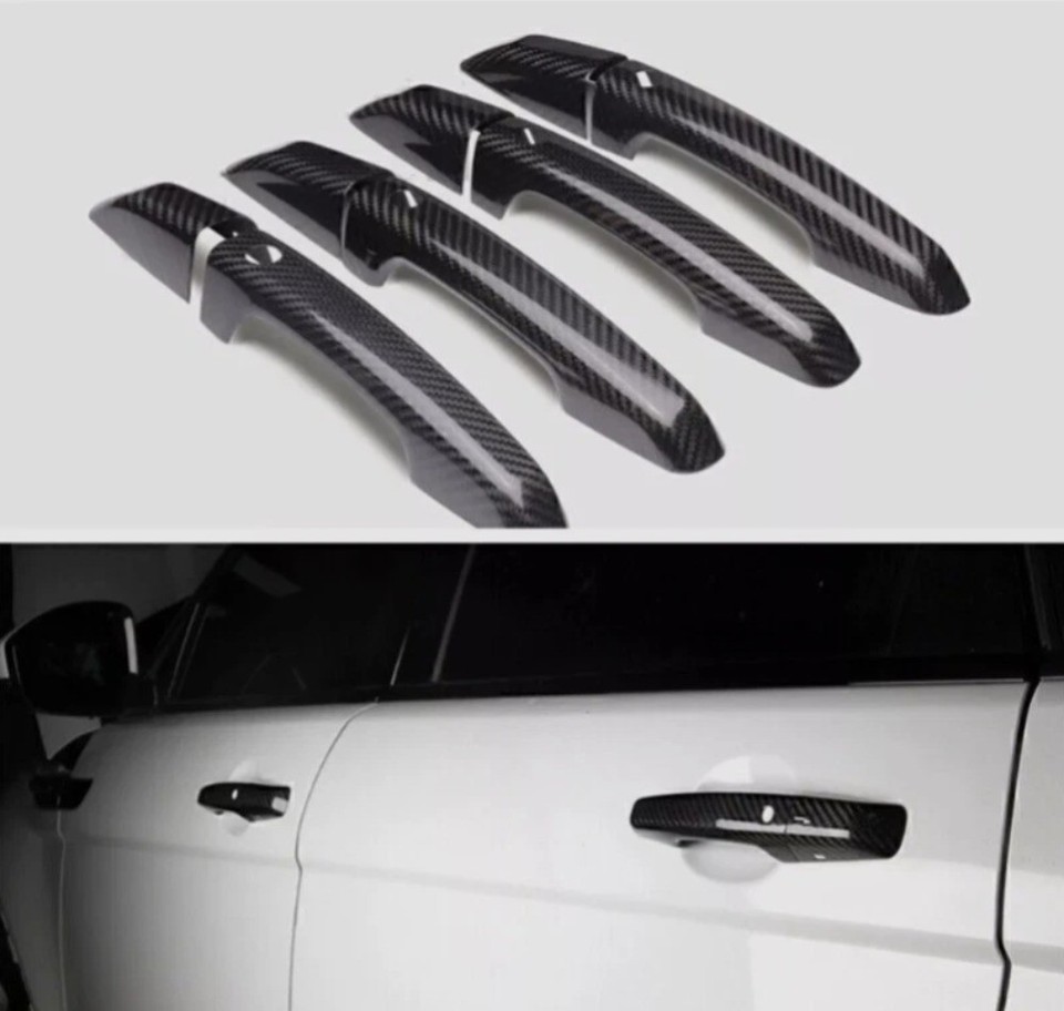 Carbon Fiber Door Handle Cover 4 SensorS For Land Range Rover Jaguar XE ...