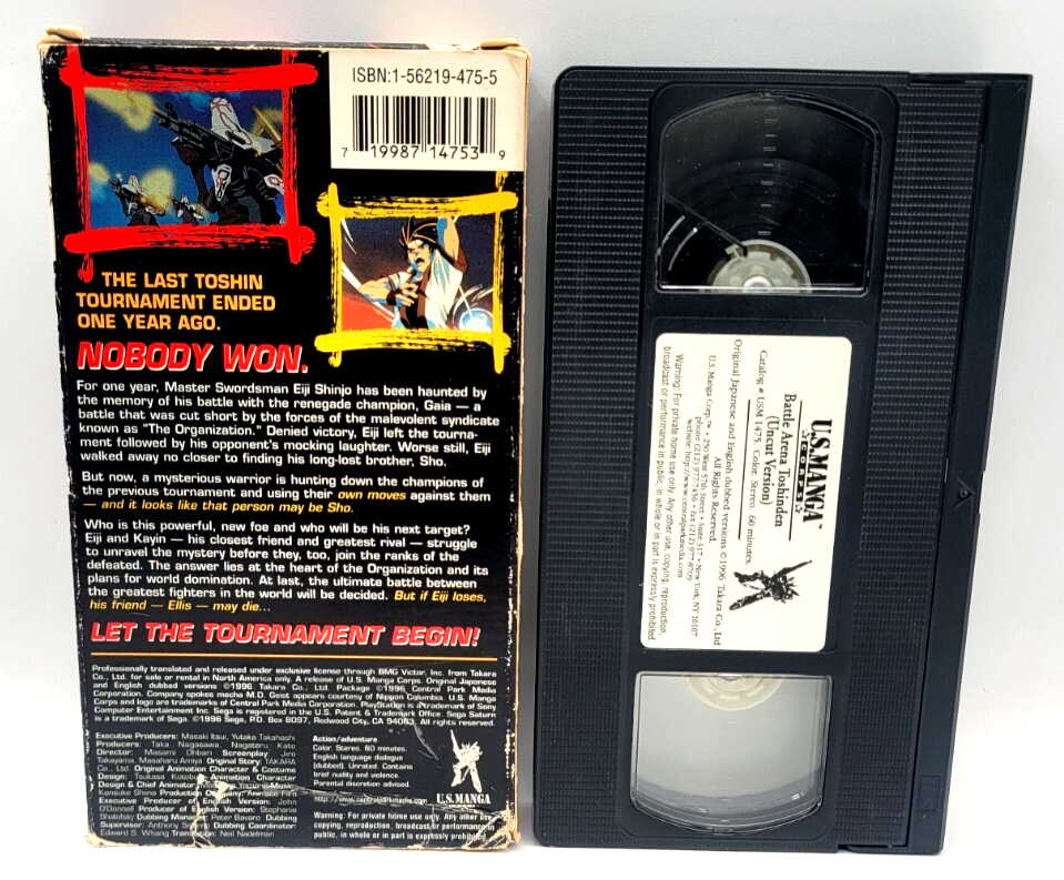 Battle Arena Toshinden Uncut Version VHS Anime Based On Sega Saturn ...