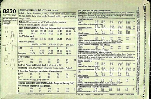 Simplicity 8230 Misses Dottie Angel Apron Dress Tabard Frock Sewing ...