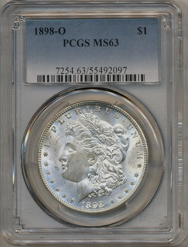 1898-O Morgan PCGS MS-63 90% Silver Dollar Coin New Orleans Mint Bright ...