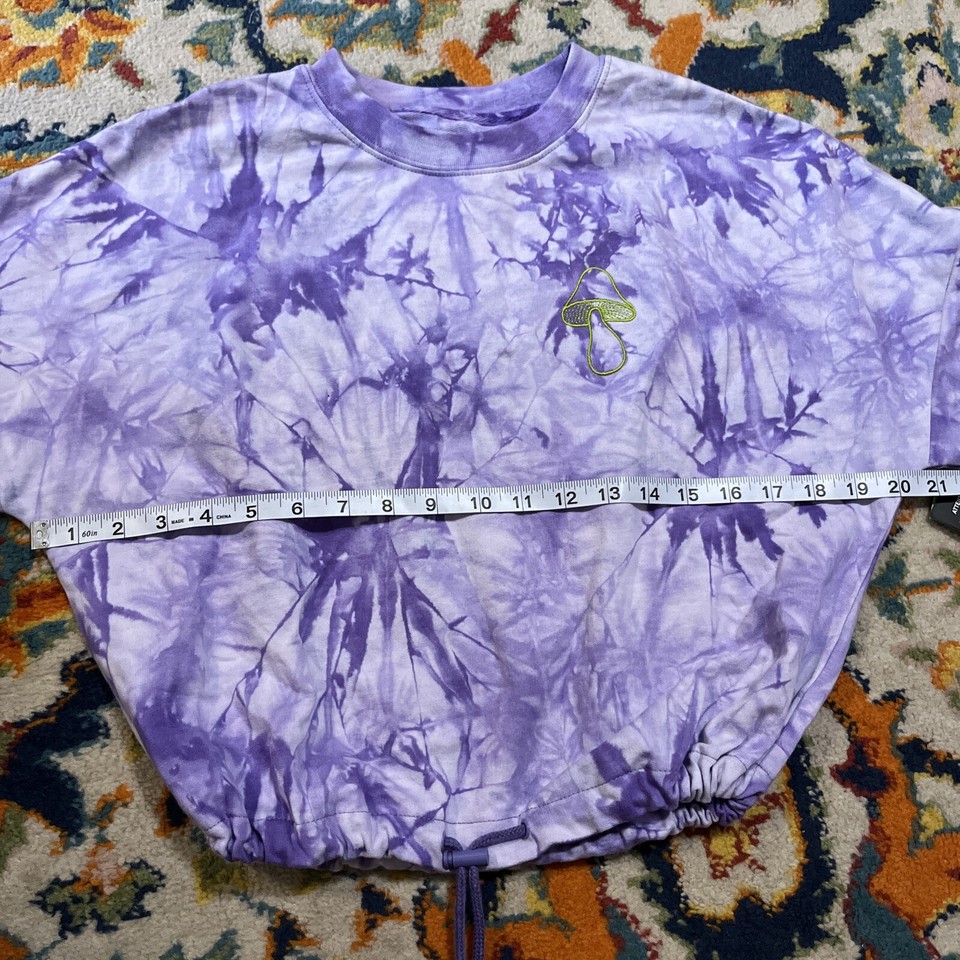 A-Lab Jolene Purple Tie Dye Mushroom Crew Crop Sweatshirt Small | eBay UK