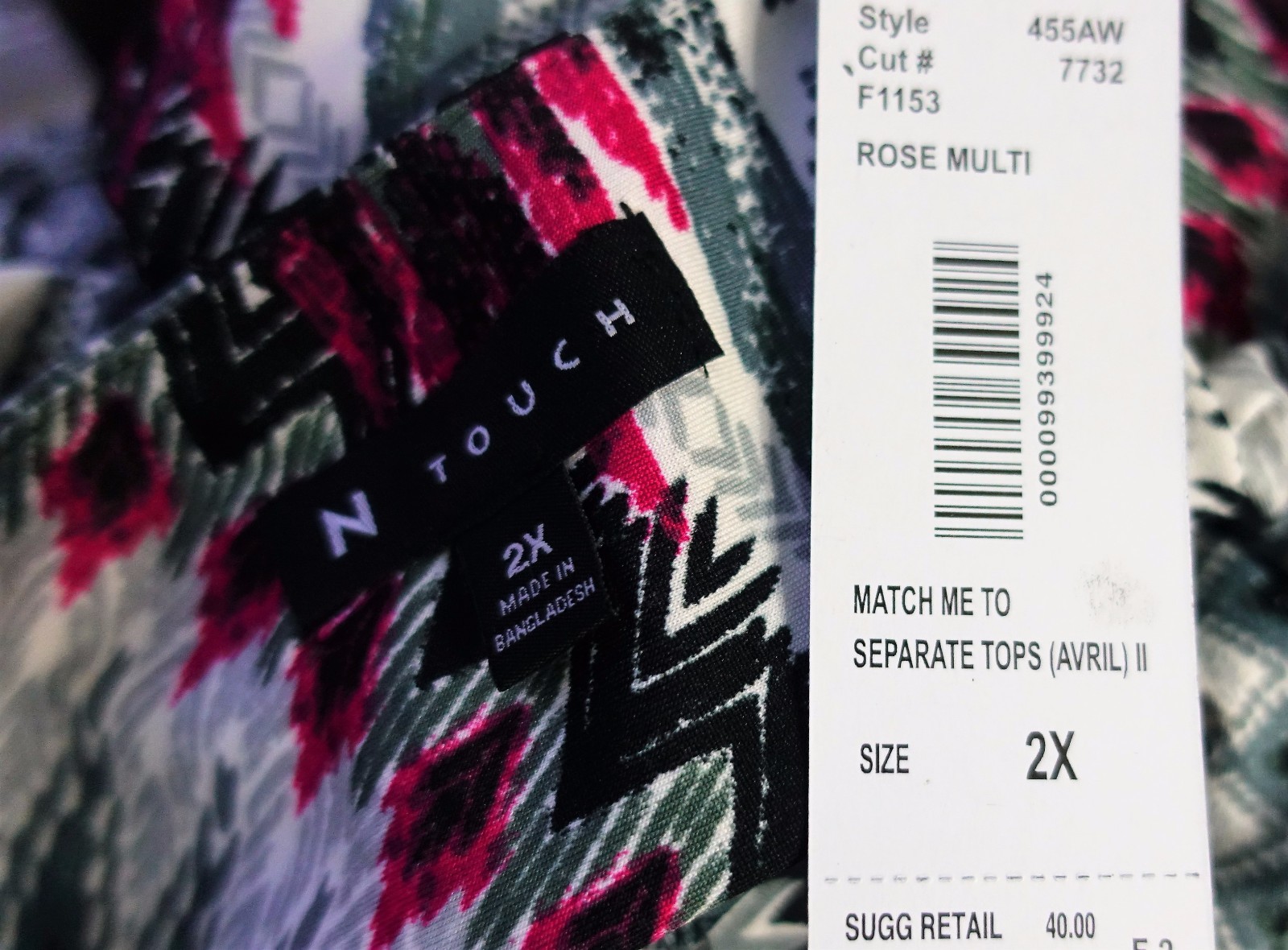 N Touch Women Plus 1x 2x Gray Fuchsia Black Chevron Tunic Top Blouse ...