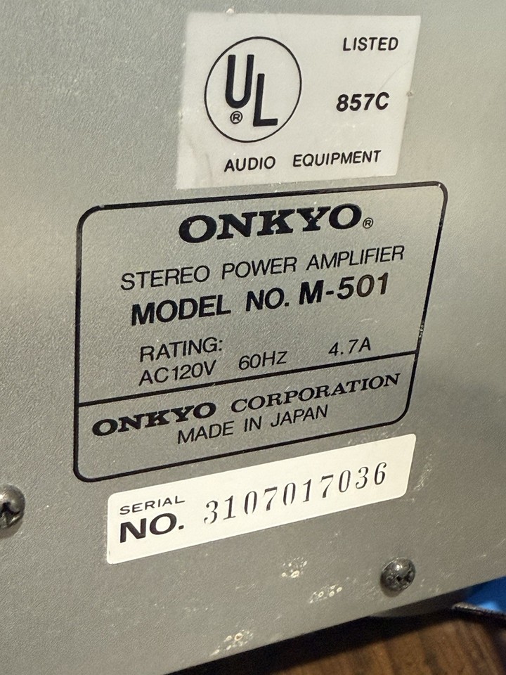 ONKYO M-501 Power Stereo Amplifier 2 channel 150W per Channel | eBay