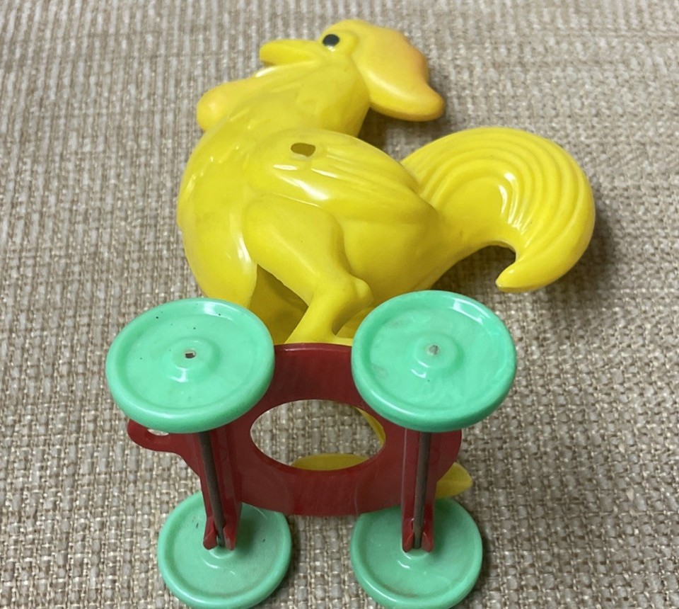 VINTAGE Easter Rosbro Rooster Chicken Pull Toy Candy Container 1950s | eBay