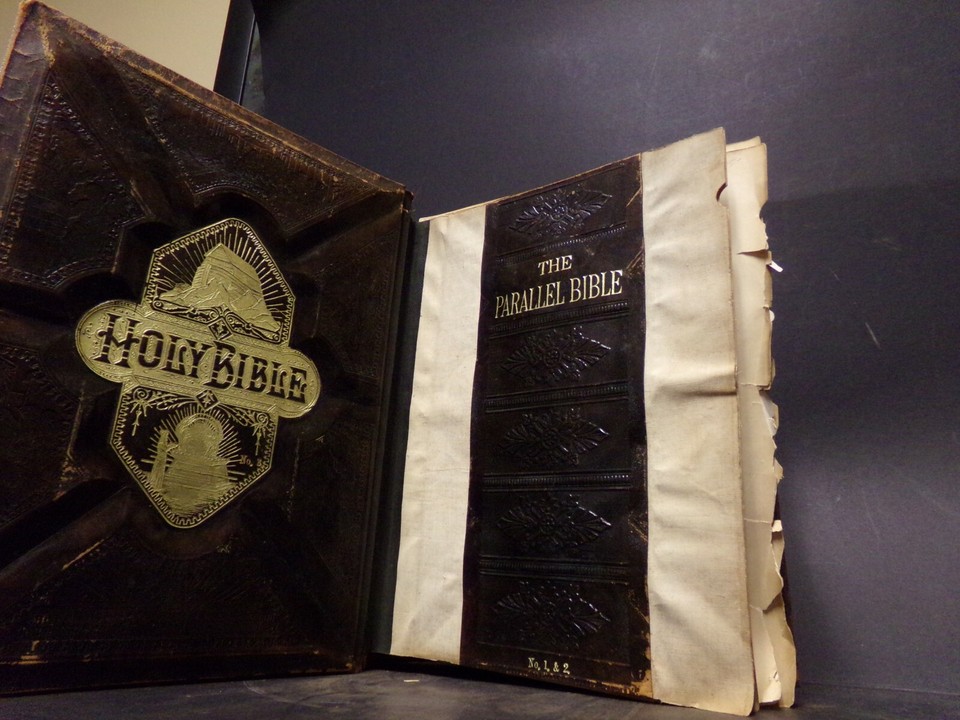 1885 Salesman Sample Bible Full Leather Folio gilded pictorial and ...