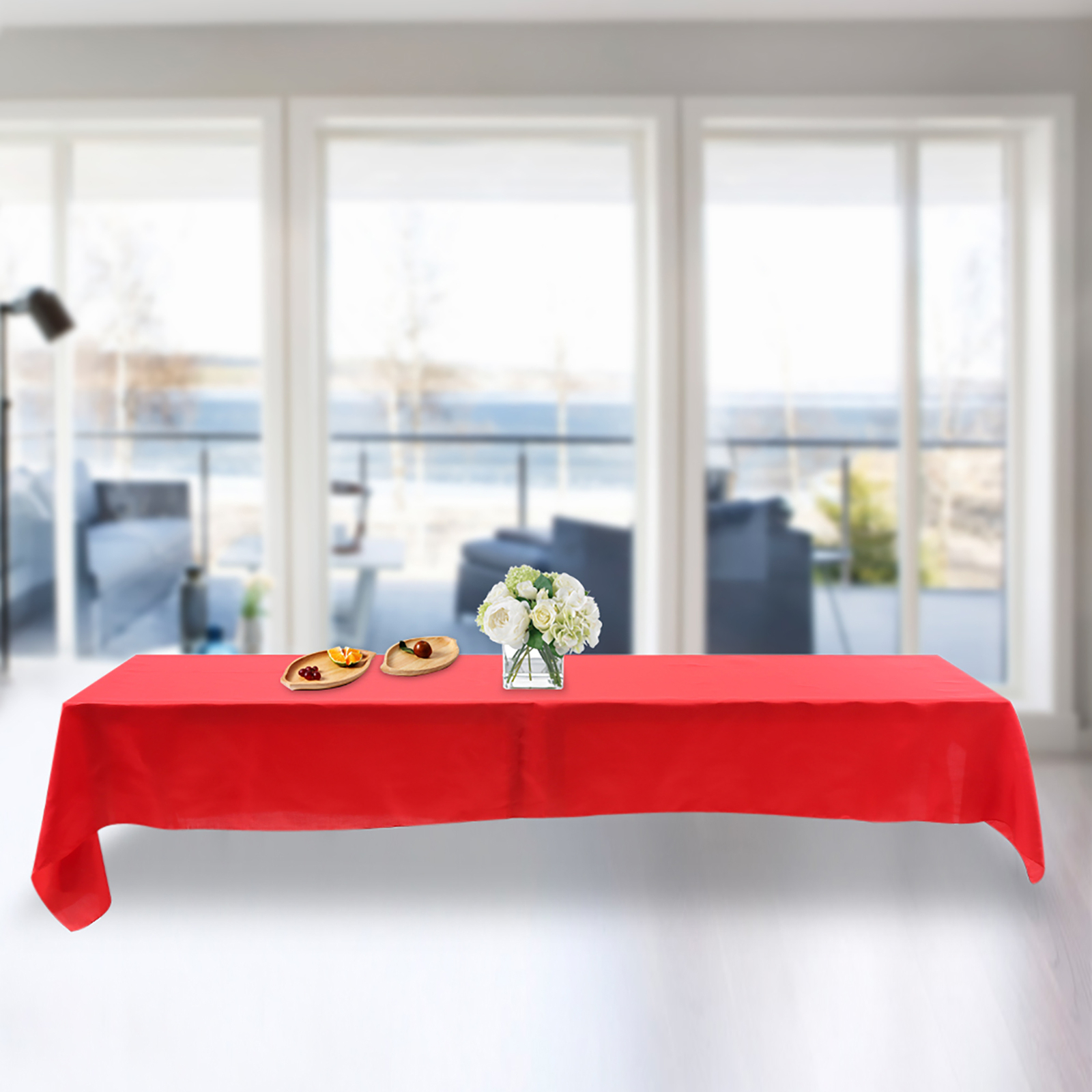 (Red)Rectangular Table Cloth Textured Fabric Tablecloth For Weddings ...